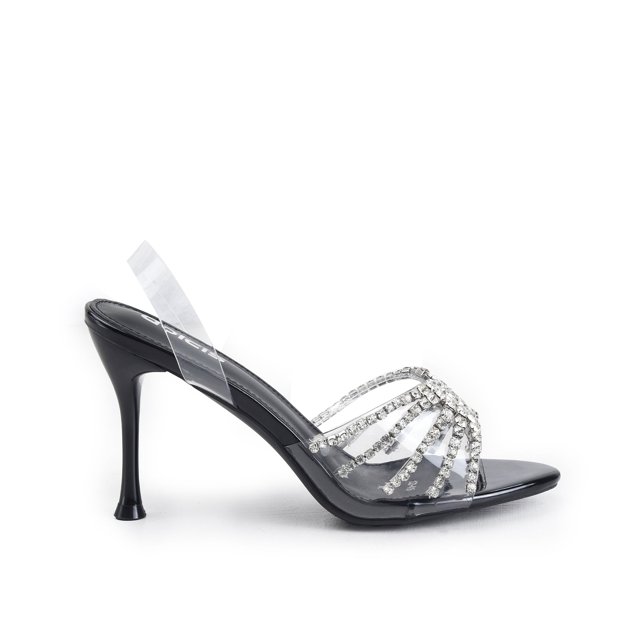 Black Crystal Strap Party Heels | 261H-C – Dolcis - Women’s Shoes, Bags ...