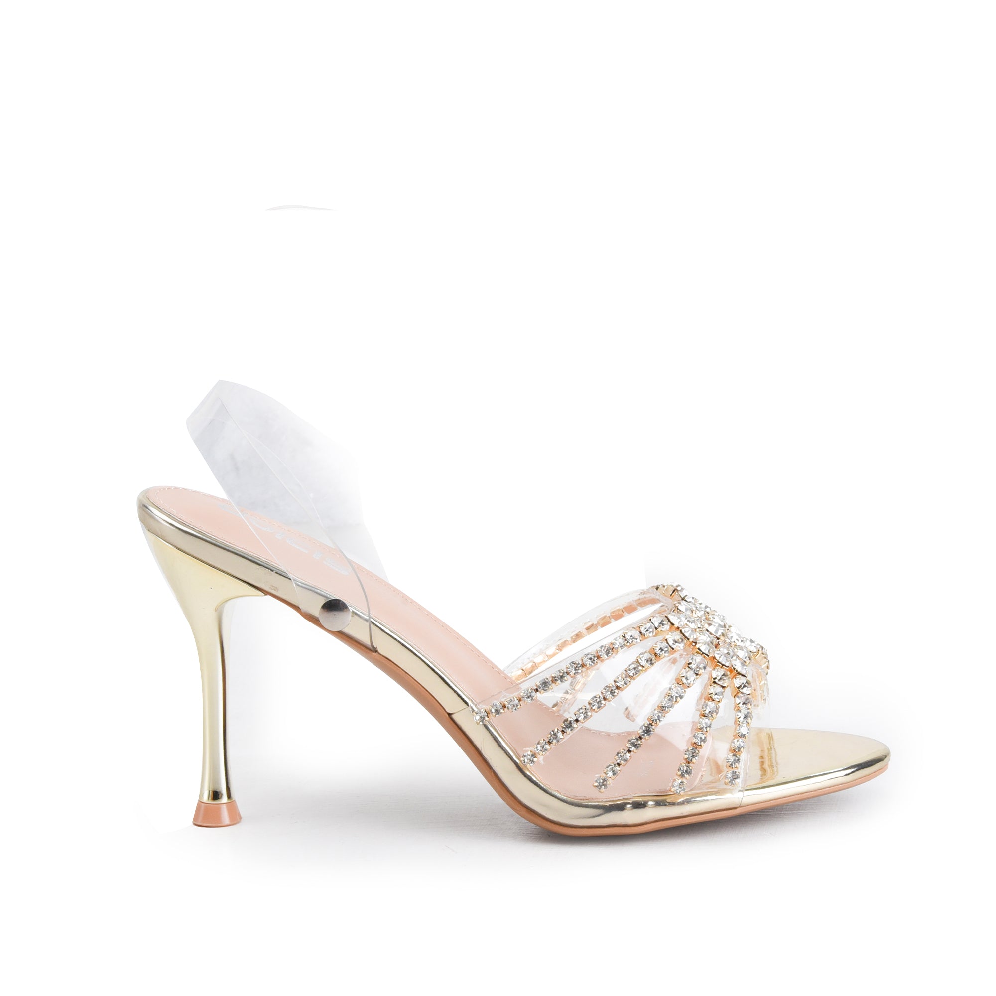 Golden Crystal Strap Party Heels| 261H-X – Dolcis - Women’s Shoes, Bags ...