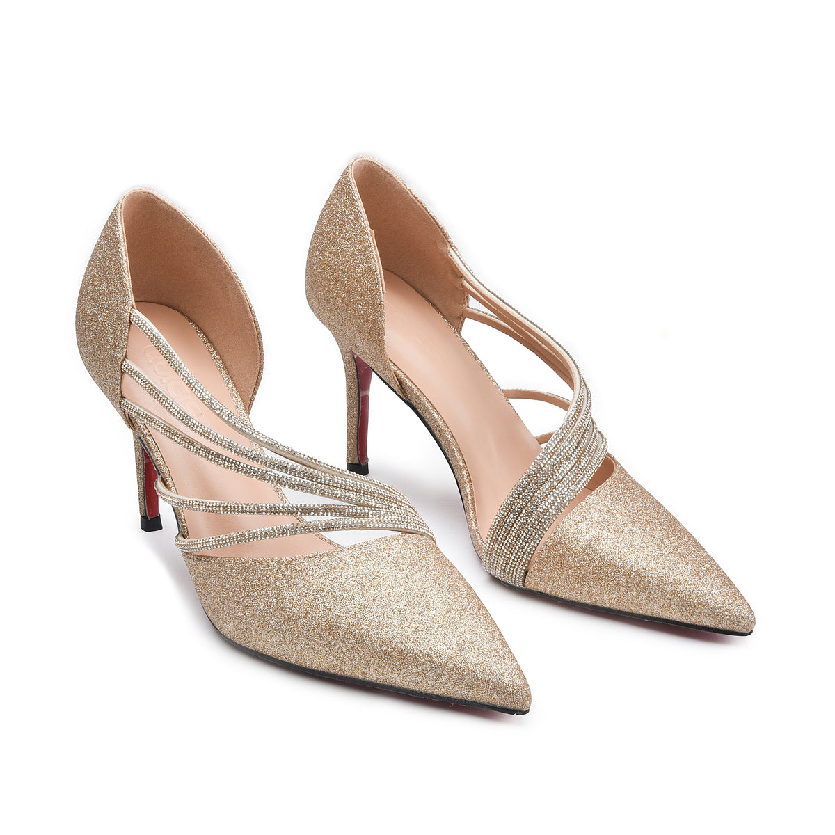 Glamorous Gold Strappy High Heel Pumps | 411N-X Dolcis – Dolcis - Women ...