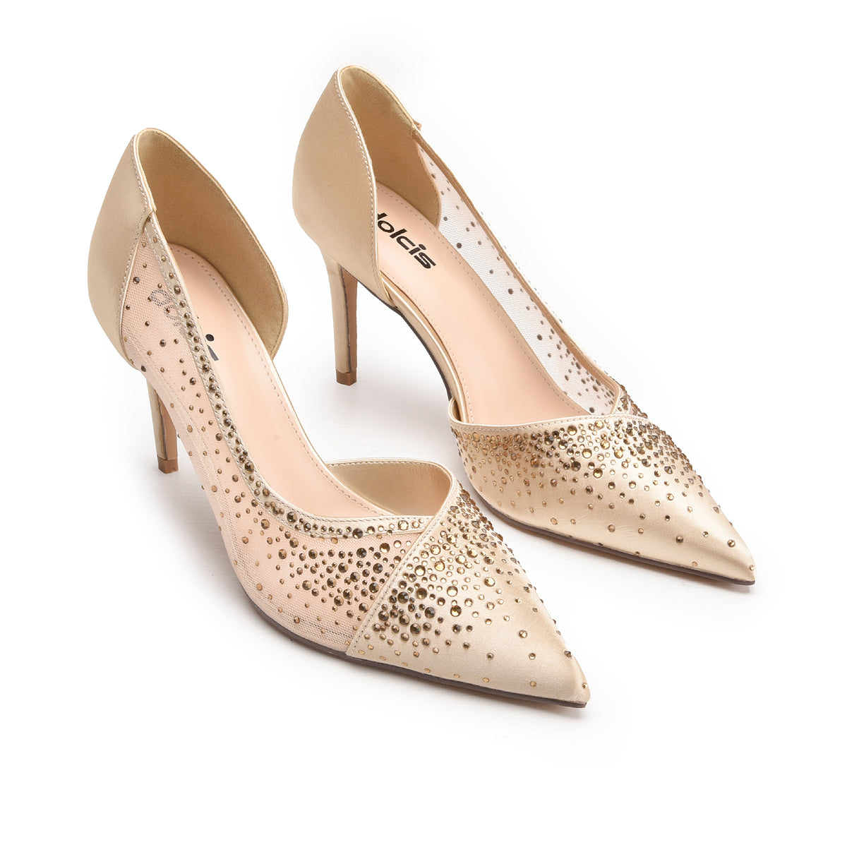 Elegant Gold Rhinestone High Heel Pumps | 431N-X Dolcis – Dolcis ...