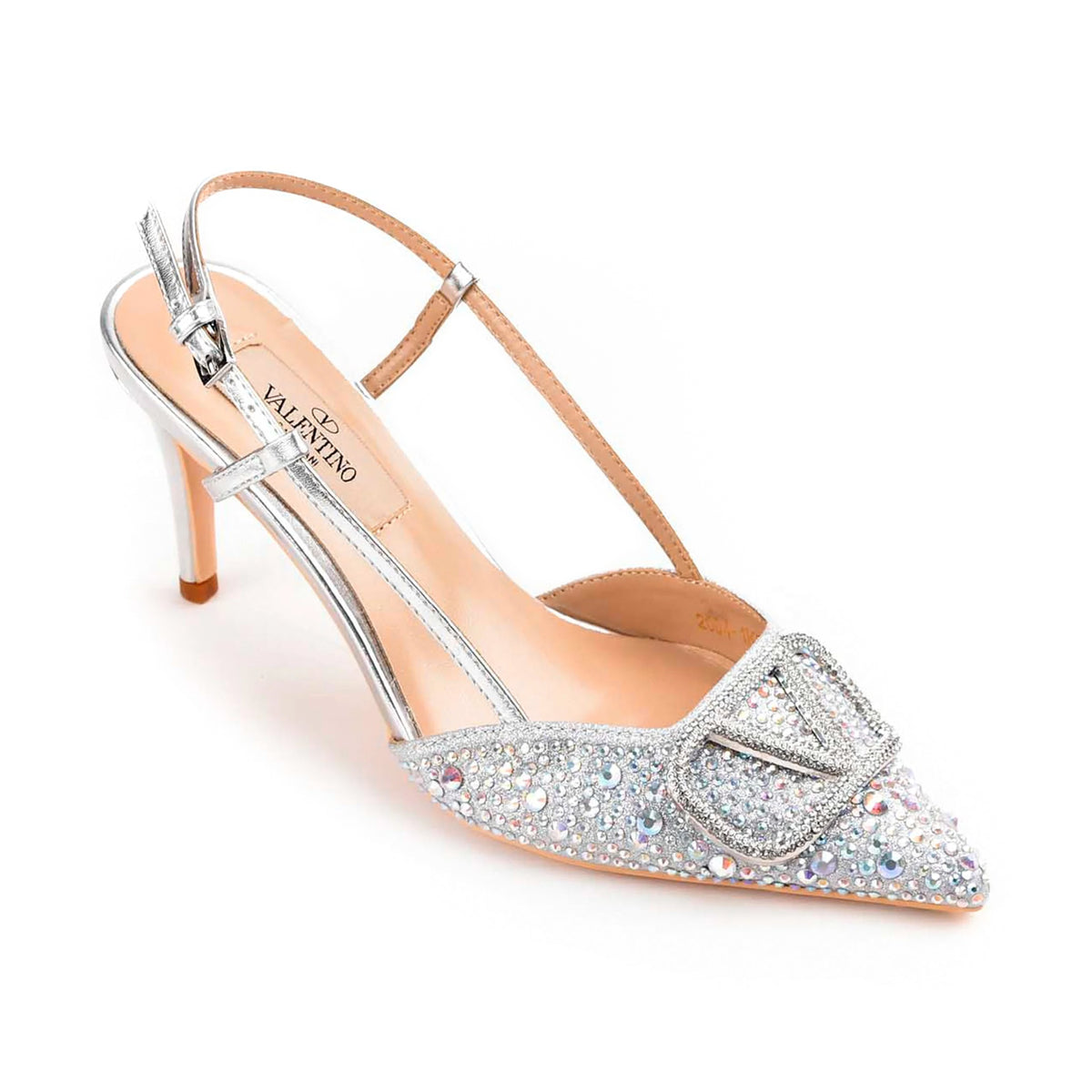 Silver Slingback Heels with Studded Design | 479M-S Dolcis – Dolcis ...