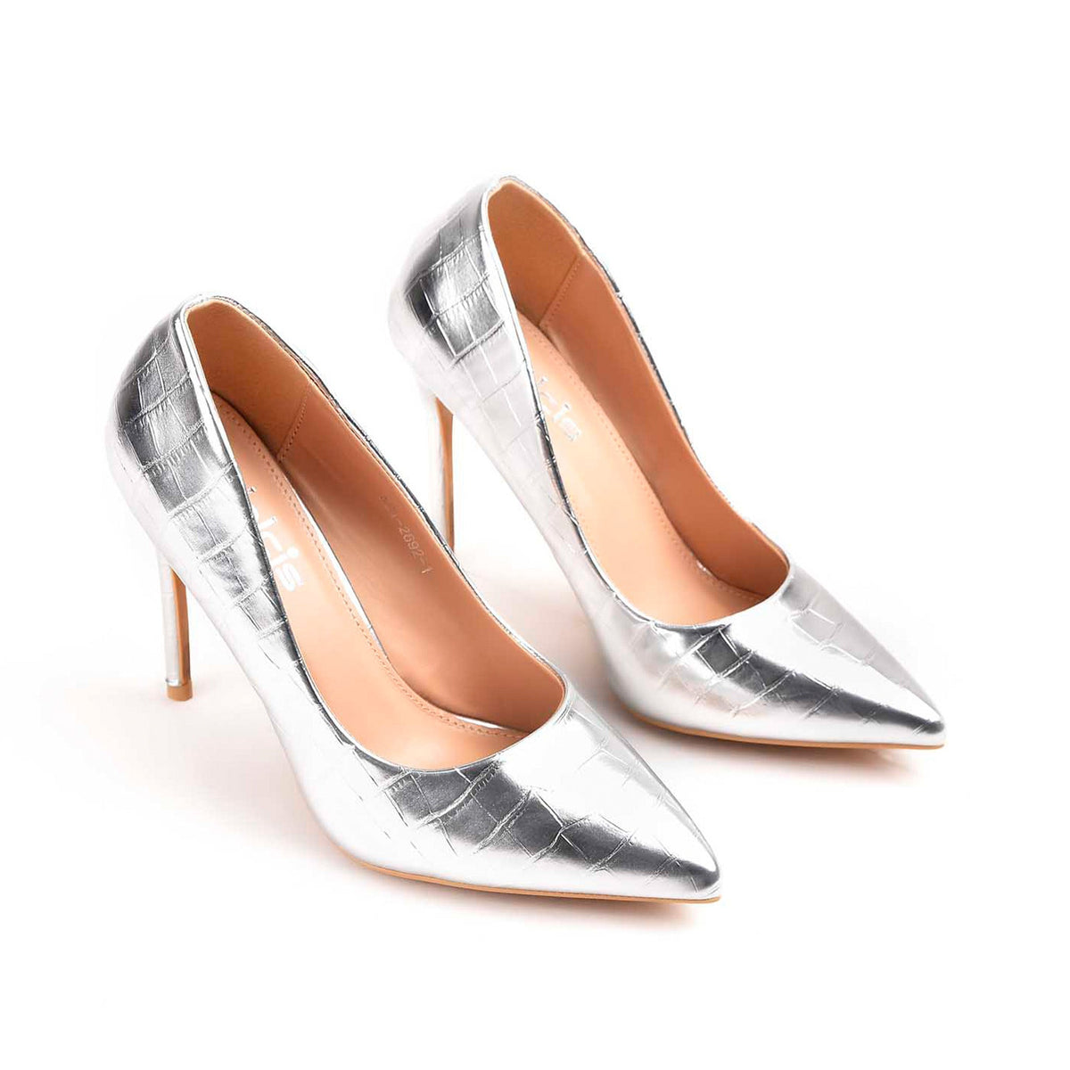 Stylish Silver Croc-Embossed High Heel Pumps | 472M-S Dolcis – Dolcis ...
